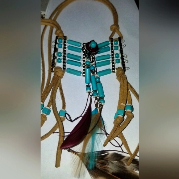 Topshop | Jewelry | 525 Tribal Native American Beaded Feather Necklace ...
